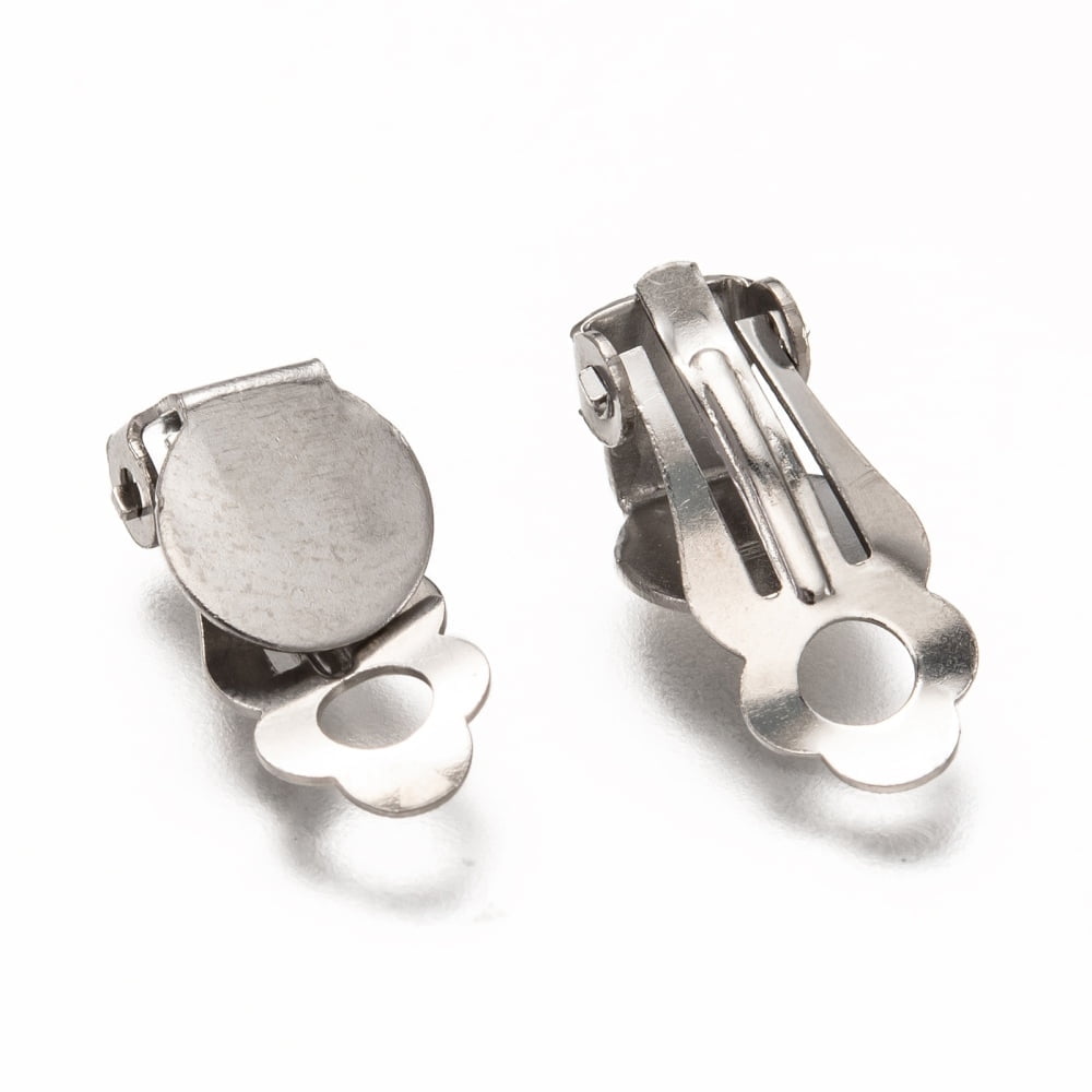 20pc 304 Stainless Steel Clip-on Earring Findings with Round Flat Pad ...