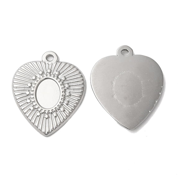 20pc 304 Stainless Steel Pendant Cabochon Settings Heart Charms ...