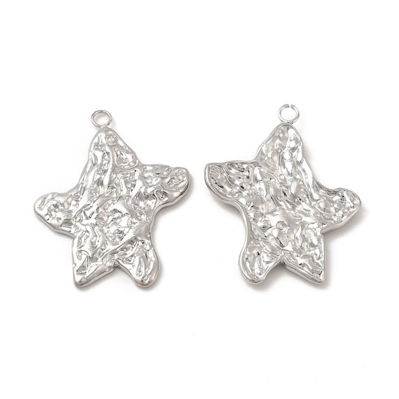 20pc 304 Stainless Steel Pendants Textured Starfish Charm Stainless ...