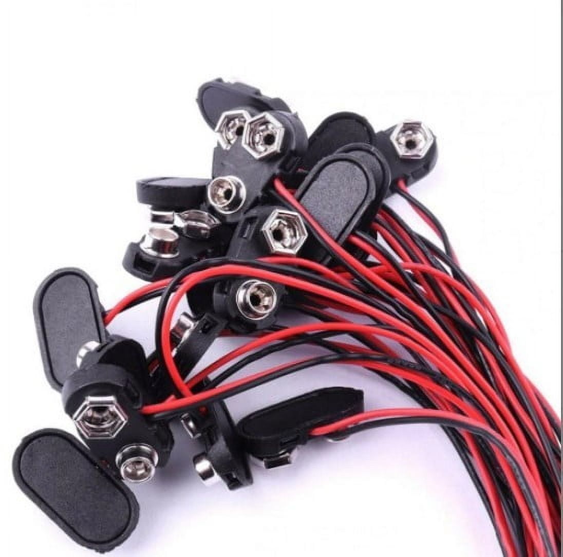20pc 9V Snap 9V (9 Volt) Battery Clip Connector T Type w Cable Black ...