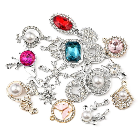 20pc Alloy Rhinestone Pendants Mixed Shapes Mixed Color 12~28x11.5~23x2 ...