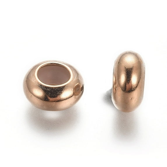 20pc Brass Beads with Rubber Rondelle Slider Beads Light Gold 8~8.3x4mm ...