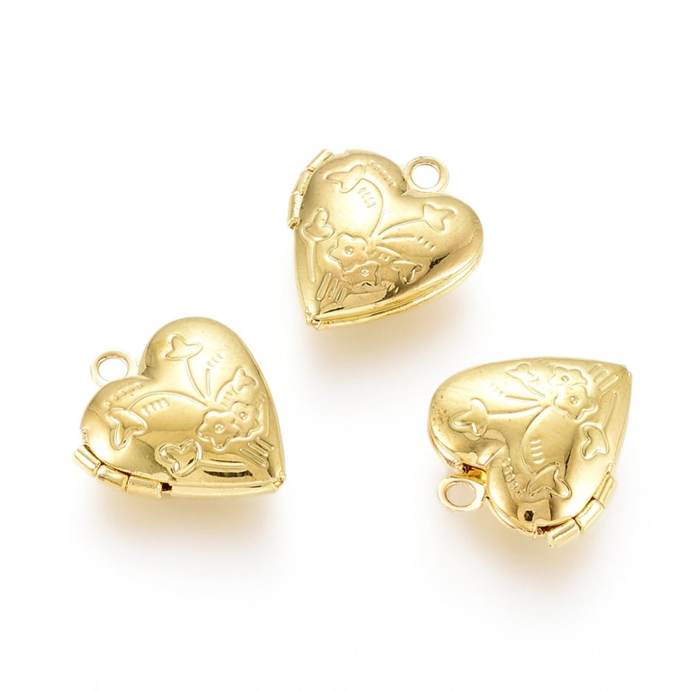 20pc Brass Locket Pendants Photo Frame Charms for Necklaces Heart ...