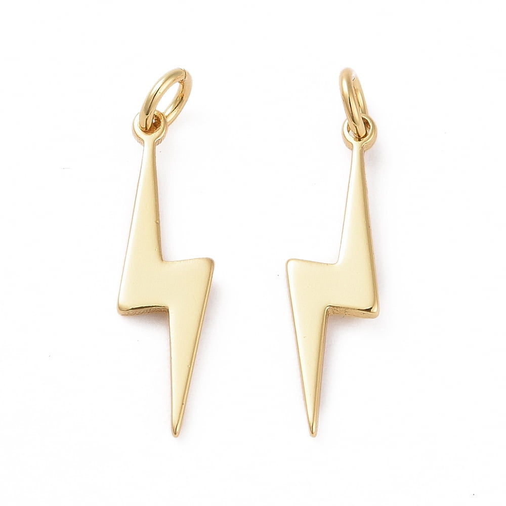 20pc Brass Pendants with Jump Rings Long-Lasting Plated Lightning Bolt ...
