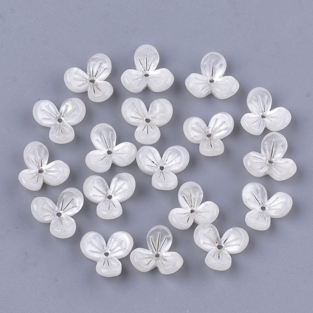 20pc Cellulose Acetate(Resin) Bead Caps 3-Petal Flower Linen 12x13x5.5 ...