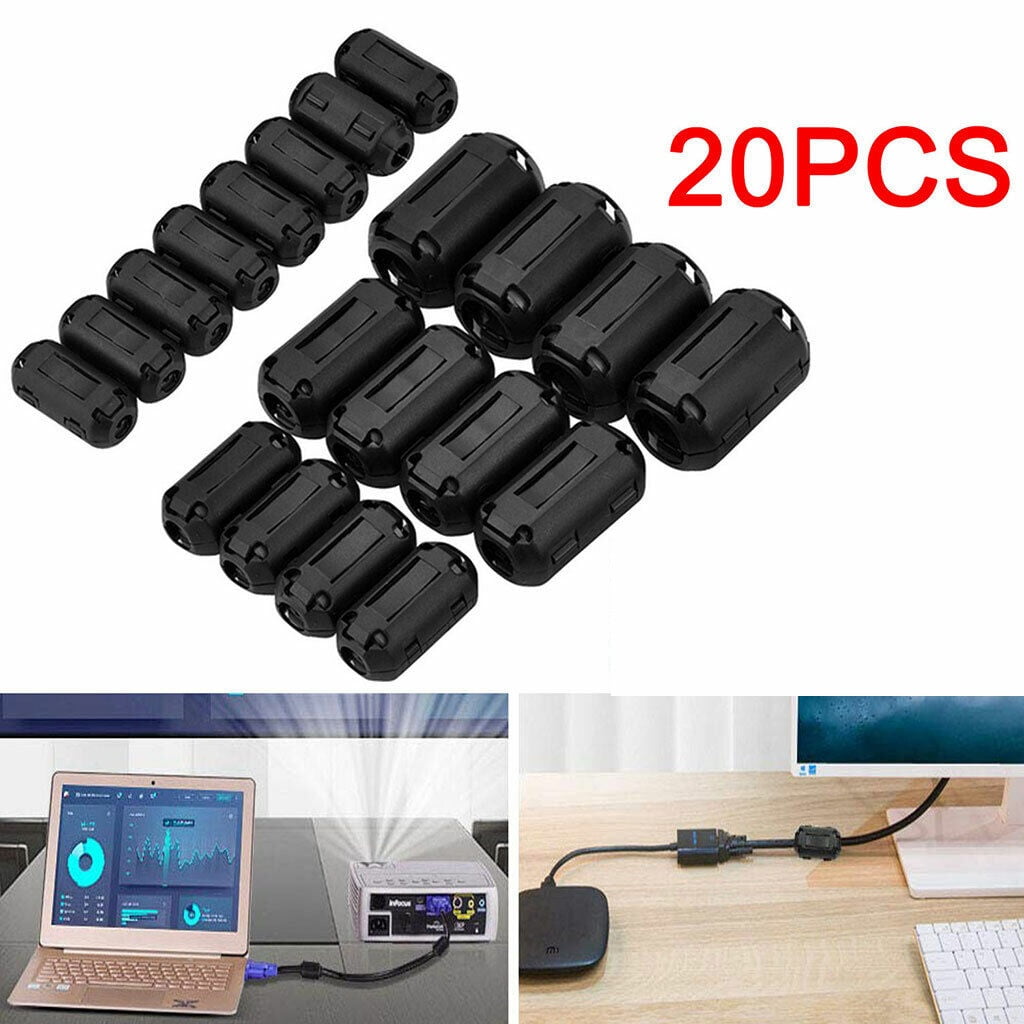 20pc Clip-on Ferrite Ring Cable Clips Core EMI RFI Noise Suppressor ...