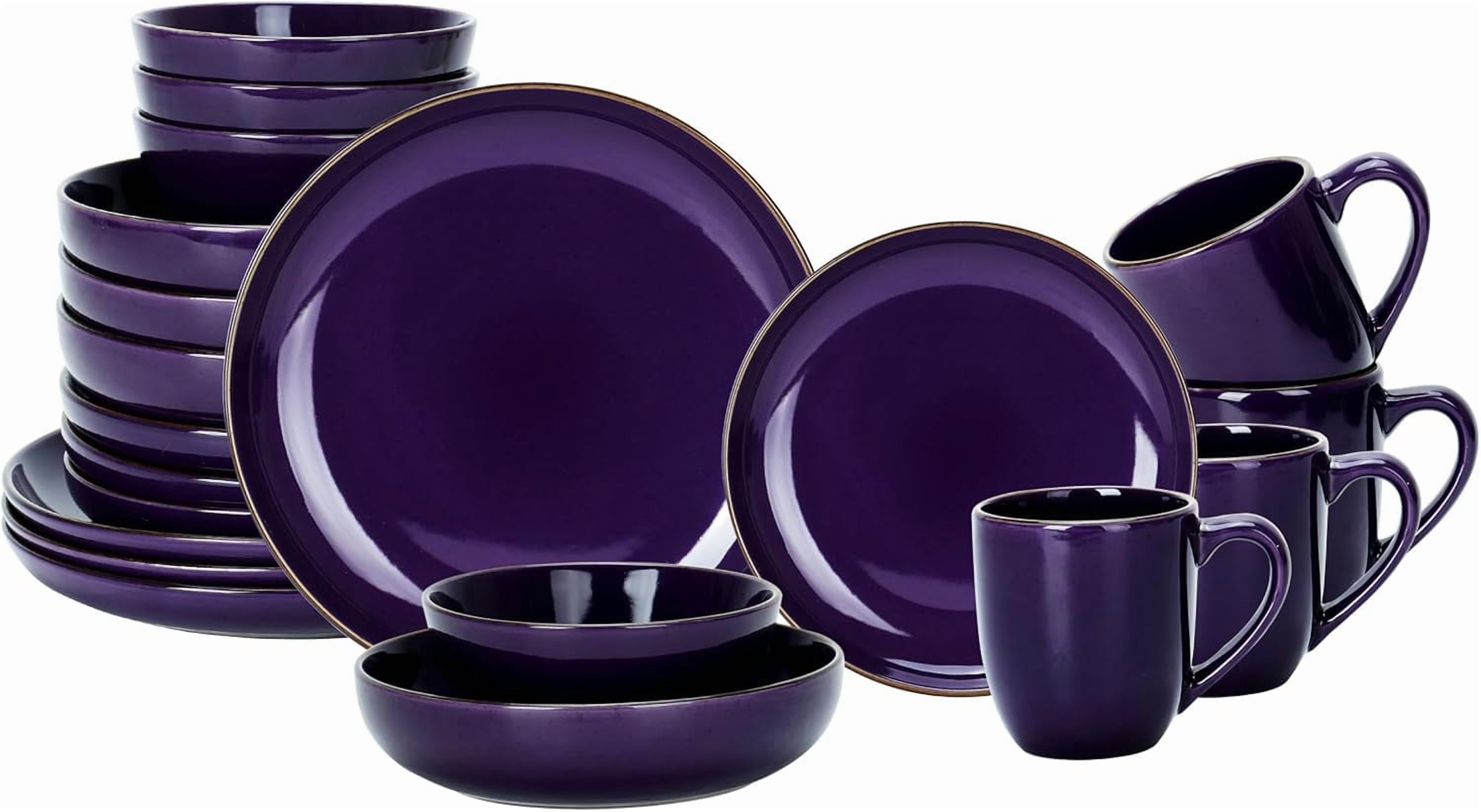 20pc Dinnerware Set with Shiny Glaze Purple and Speckle Effect ...