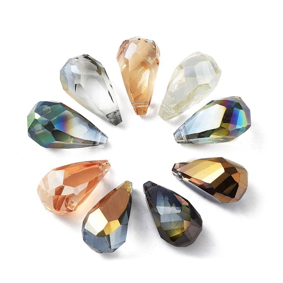 20pc Electroplate Teardrop Glass Beads Faceted Mixed Color 21.5x12mm ...