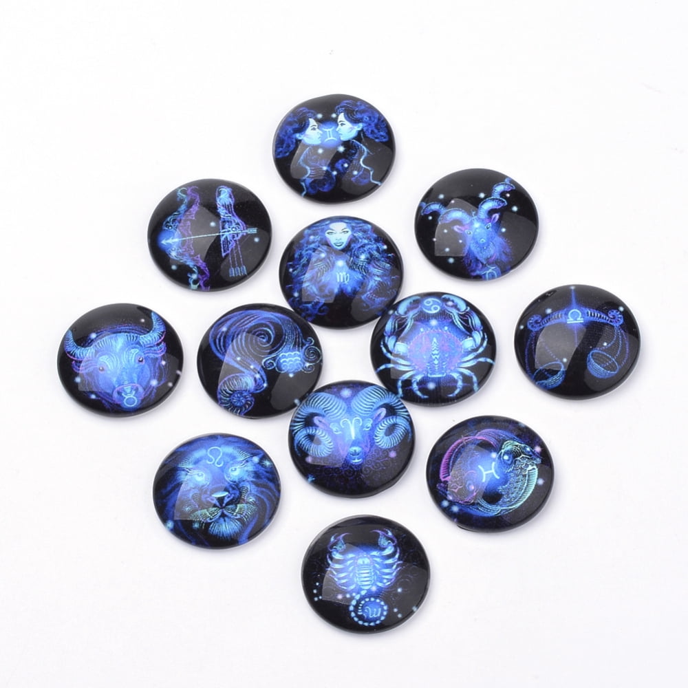 20pc Flatback Glass Cabochons for DIY Projects, Constellation/Zodiac ...