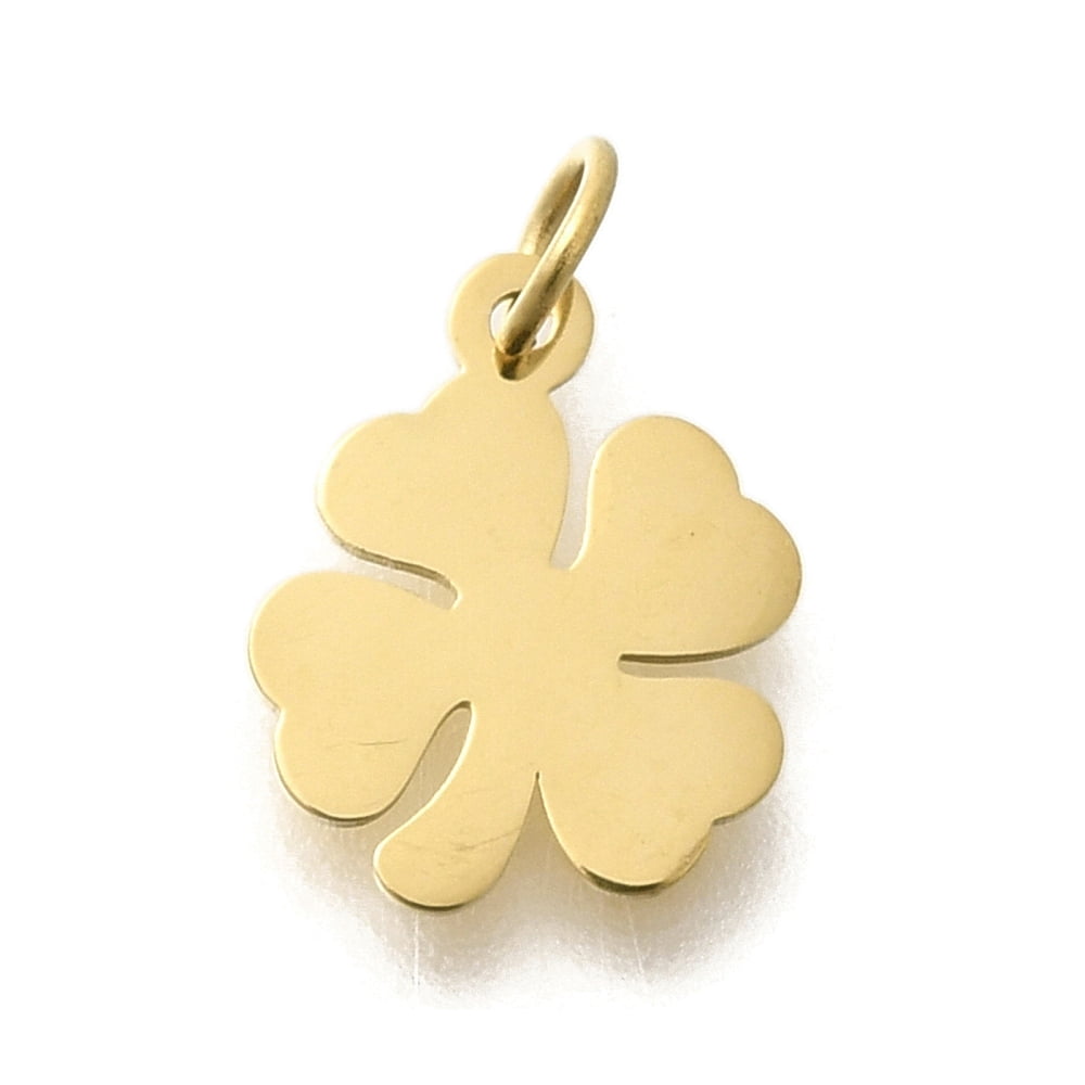 20pc Ion Plating(IP) 304 Stainless Steel Charms with Jump Ring Clover ...