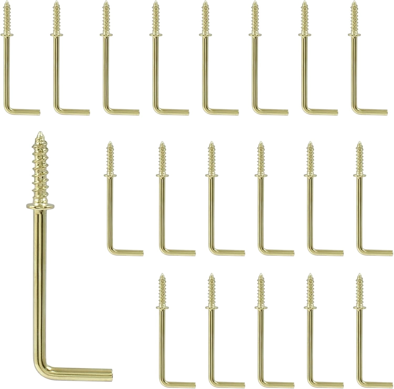 20pc L Shaped Metal Hooks, 2 Inch, Gold, Right Angle, Square Bend, L ...