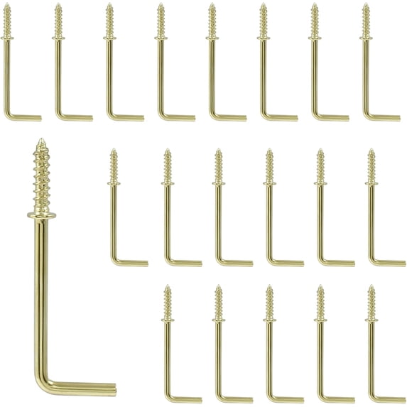 20pc L Shaped Metal Hooks, 2 Inch, Gold, Right Angle, Square Bend, L ...