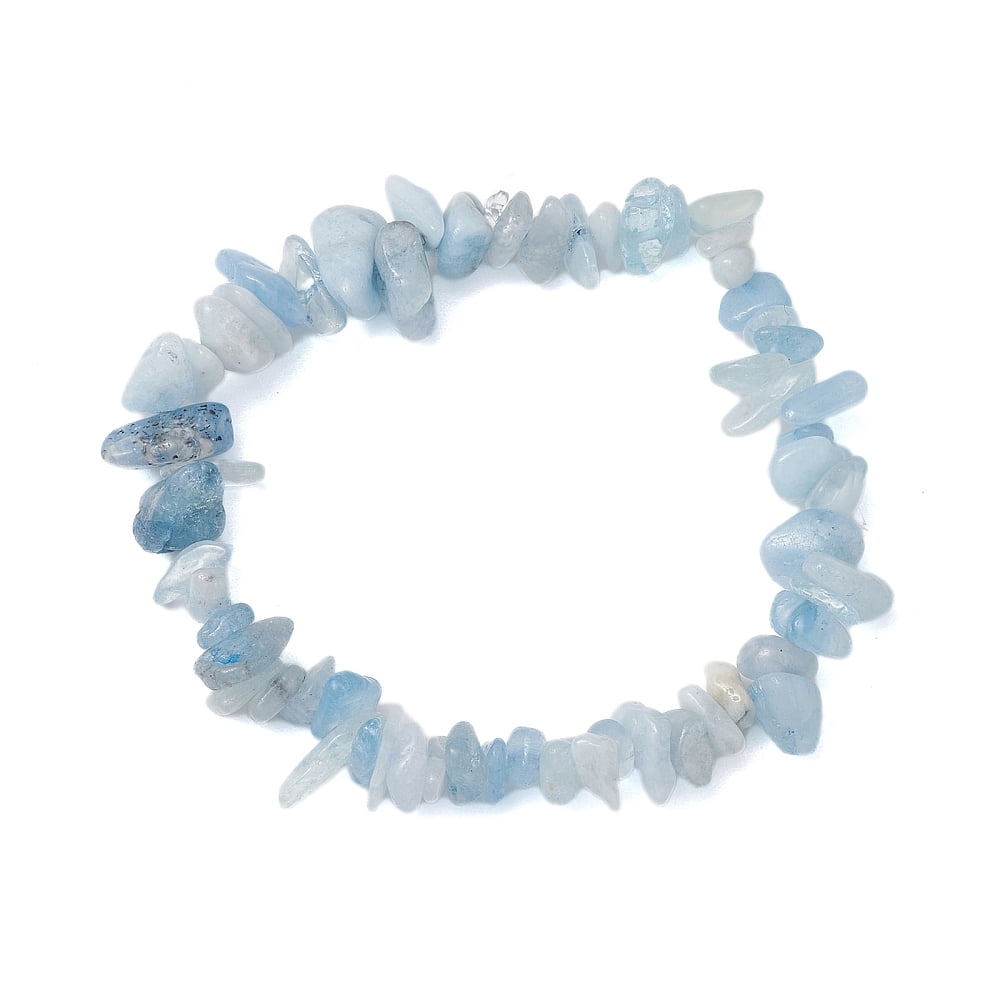 20pc Natural Aquamarine Chip Beaded Stretch Bracelets for Women Men ...