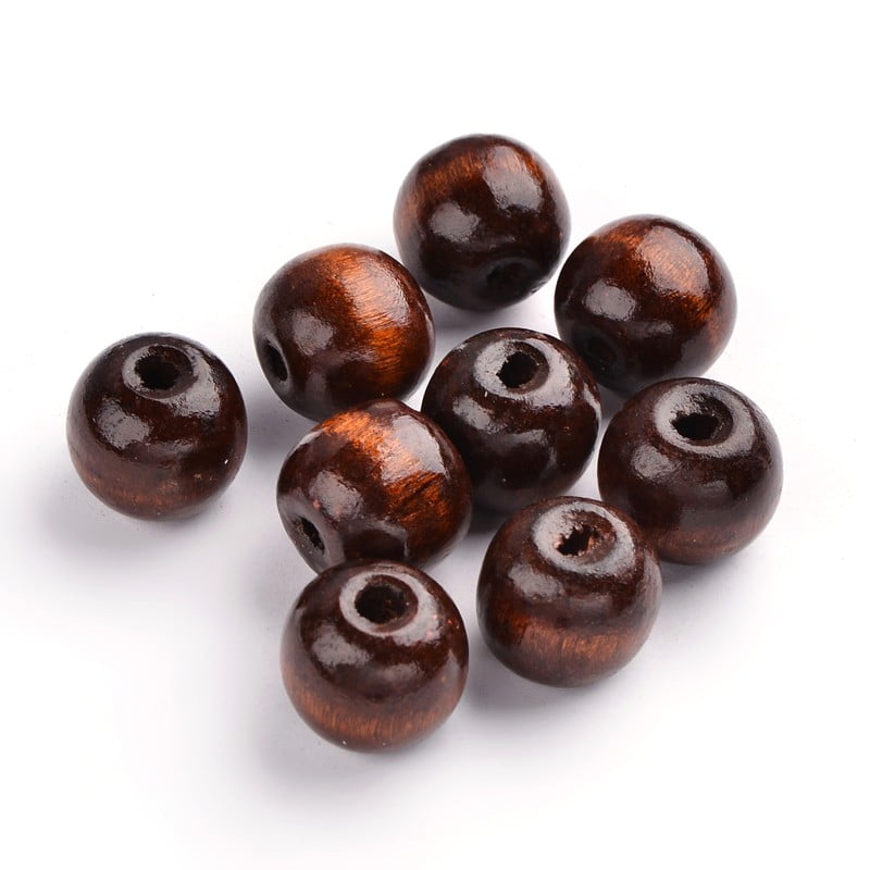 20pc Natural Maple Wood Beads, Dyed, Round, Coconut Brown, 19~20x17.5 ...