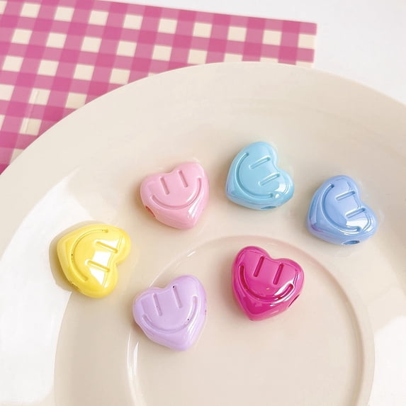 20pc Opaque Acrylic Bead Heart Mixed Color 16.9x18x10mm Hole: 3.8mm ...