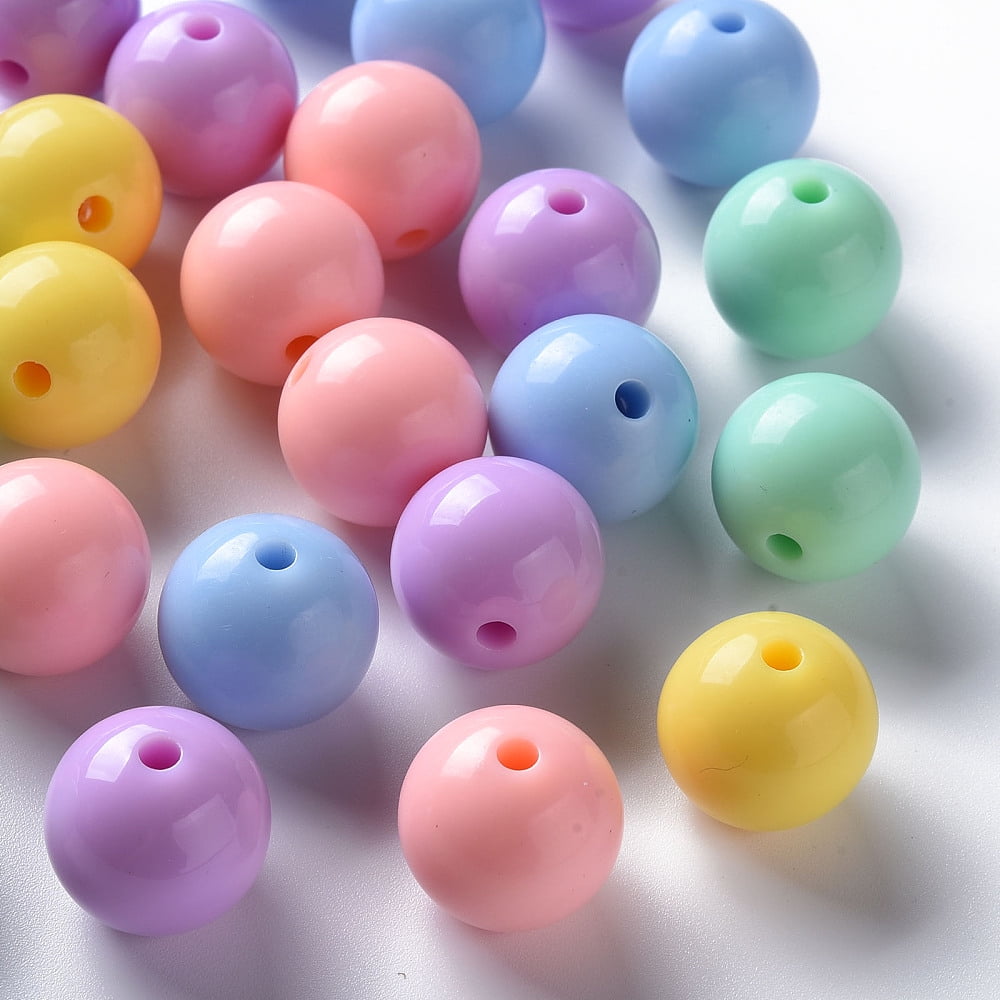 20pc Opaque Acrylic Beads Round Mixed Color 16x15mm Hole: 2.8mm ...