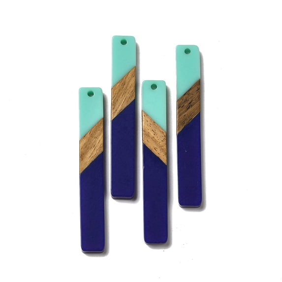 20pc Opaque Resin & Walnut Wood Big Pendants Rectangle Charms Indigo 51 ...