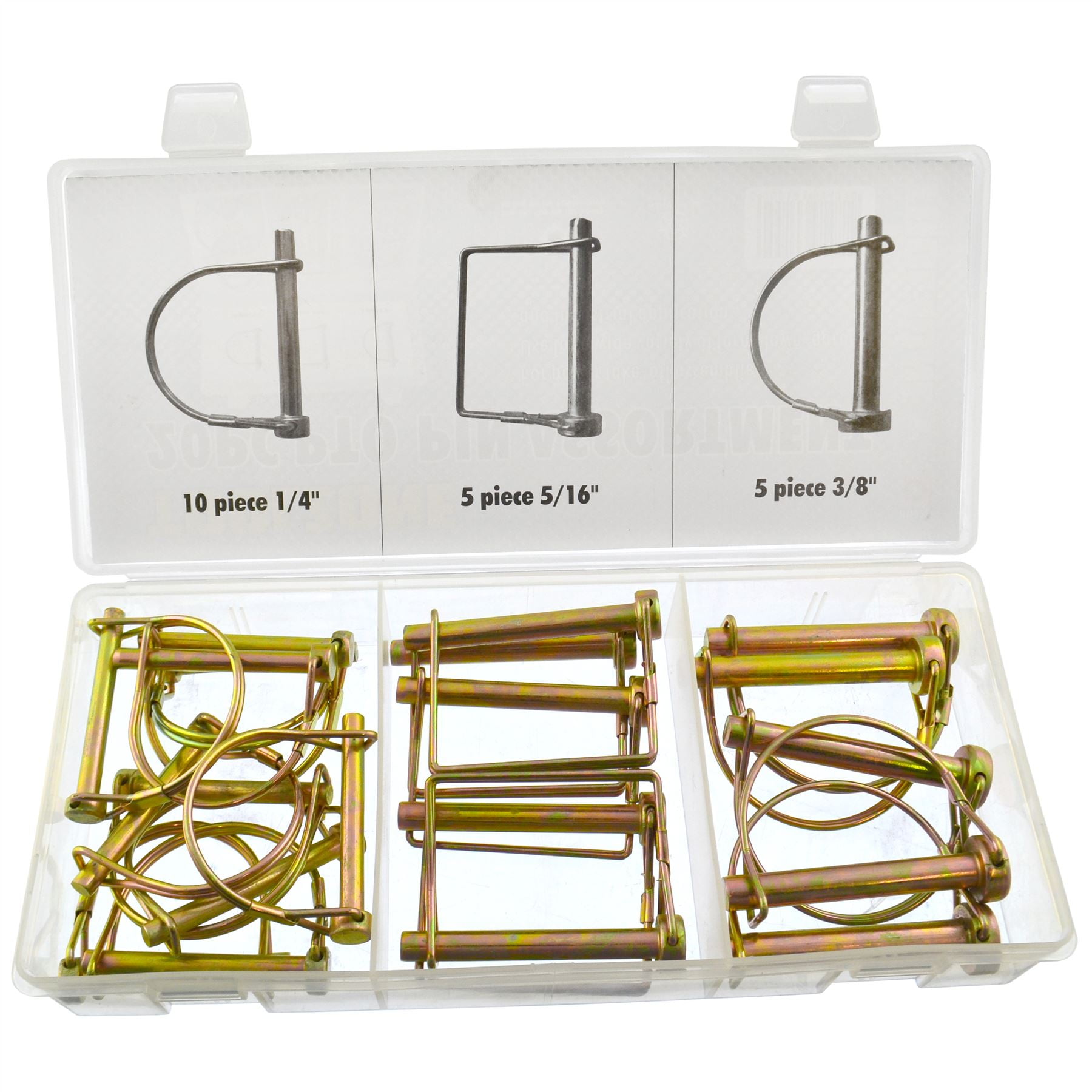 20pc PTO Lock Pin Power Take Off Assortment Quick Release Hitch Pin Set ...