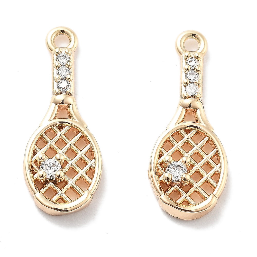 20pc Rack Plating Brass Clear Cubic Zirconia Pendants Long-Lasting ...