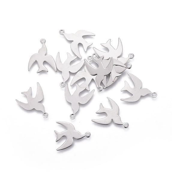 20pc Resistant 304 Stainless Steel Charms Bird Stainless Steel Color ...