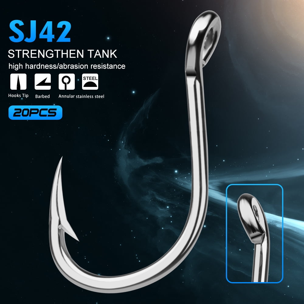 20pc Saltwater Fishing Hook SJ42 JIGGING HOOK 1/0#-13/0# Model ...