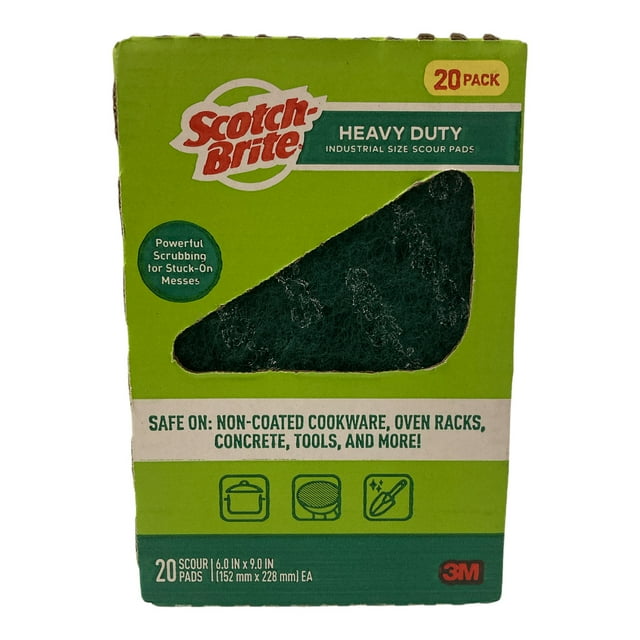 "Scotch Brite 20pc Heavy Duty Industrial Dishwashing Scour Pads 6""x9 ...