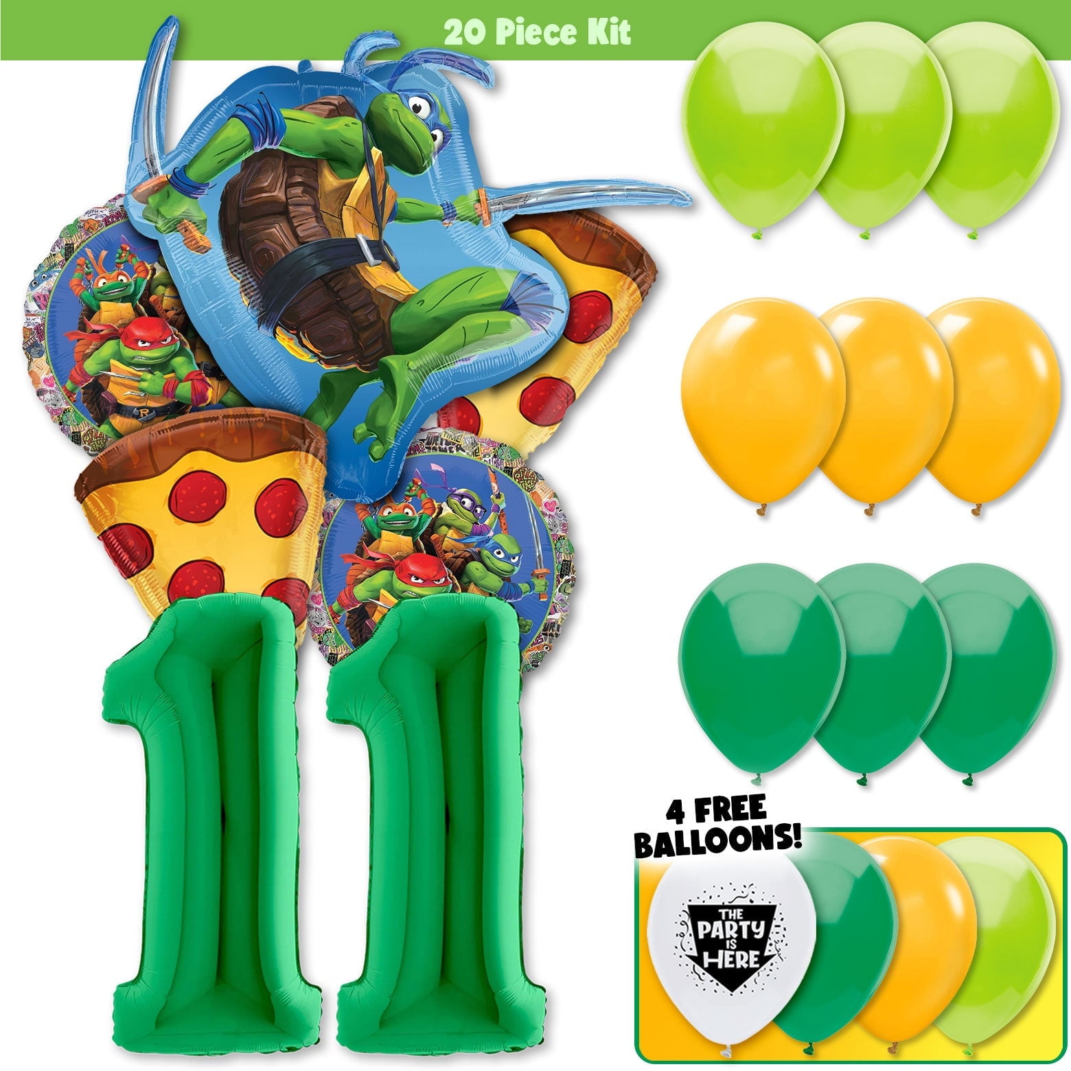 20pc TMNT Teenage Mutant Ninja Turtles Cowabunga Pizza Party Balloon ...