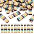 20pc Translucent Resin & Walnut Wood Pendants with Gold Foil Rectangle ...