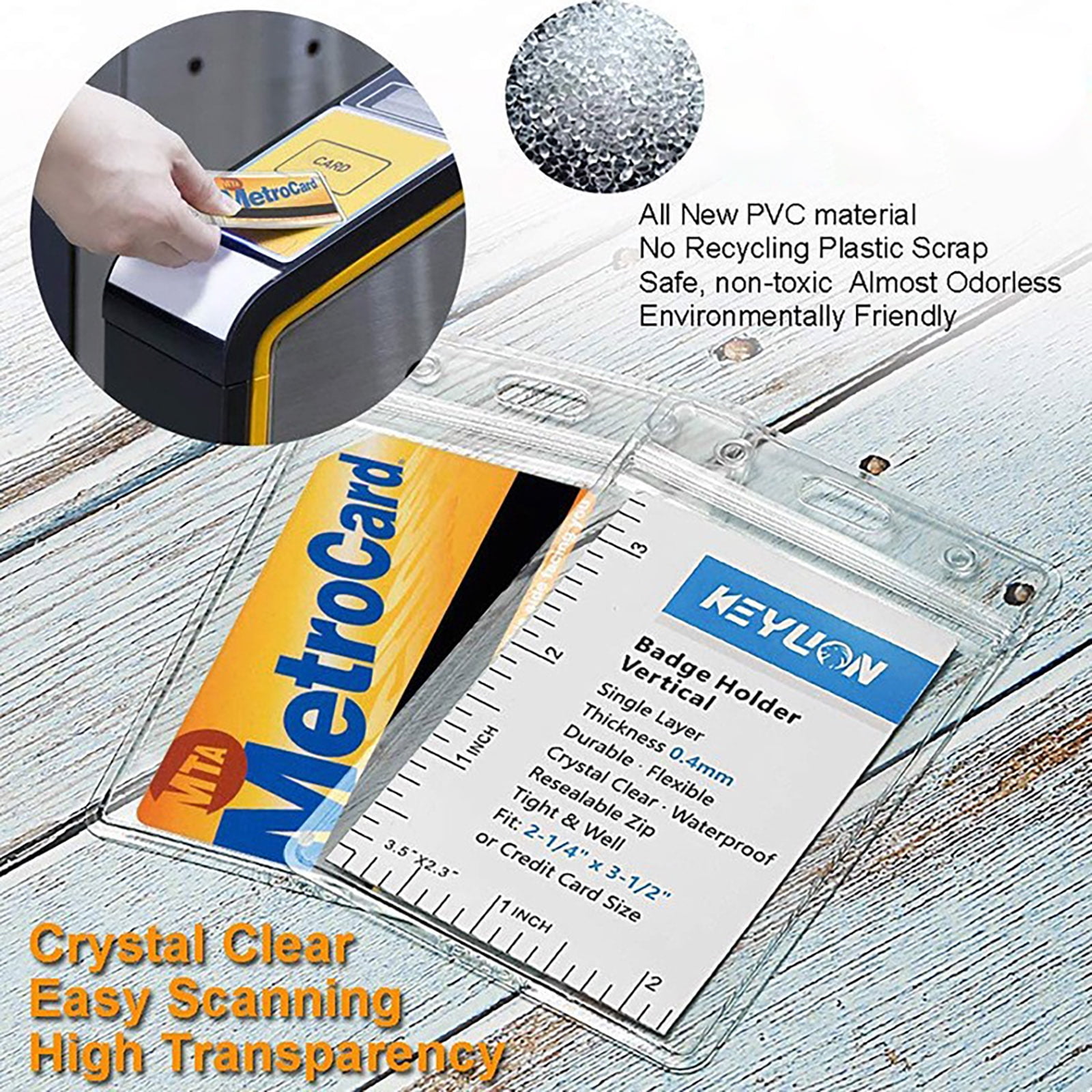 20pc Vertical PVC ID Card Holder Clear Plastic Sleeves for Badges ...