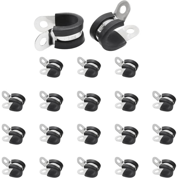 20pcs 1/2 inch (13mm) Cable Clamps, Stainless Steel Wire Clamps, Rubber ...