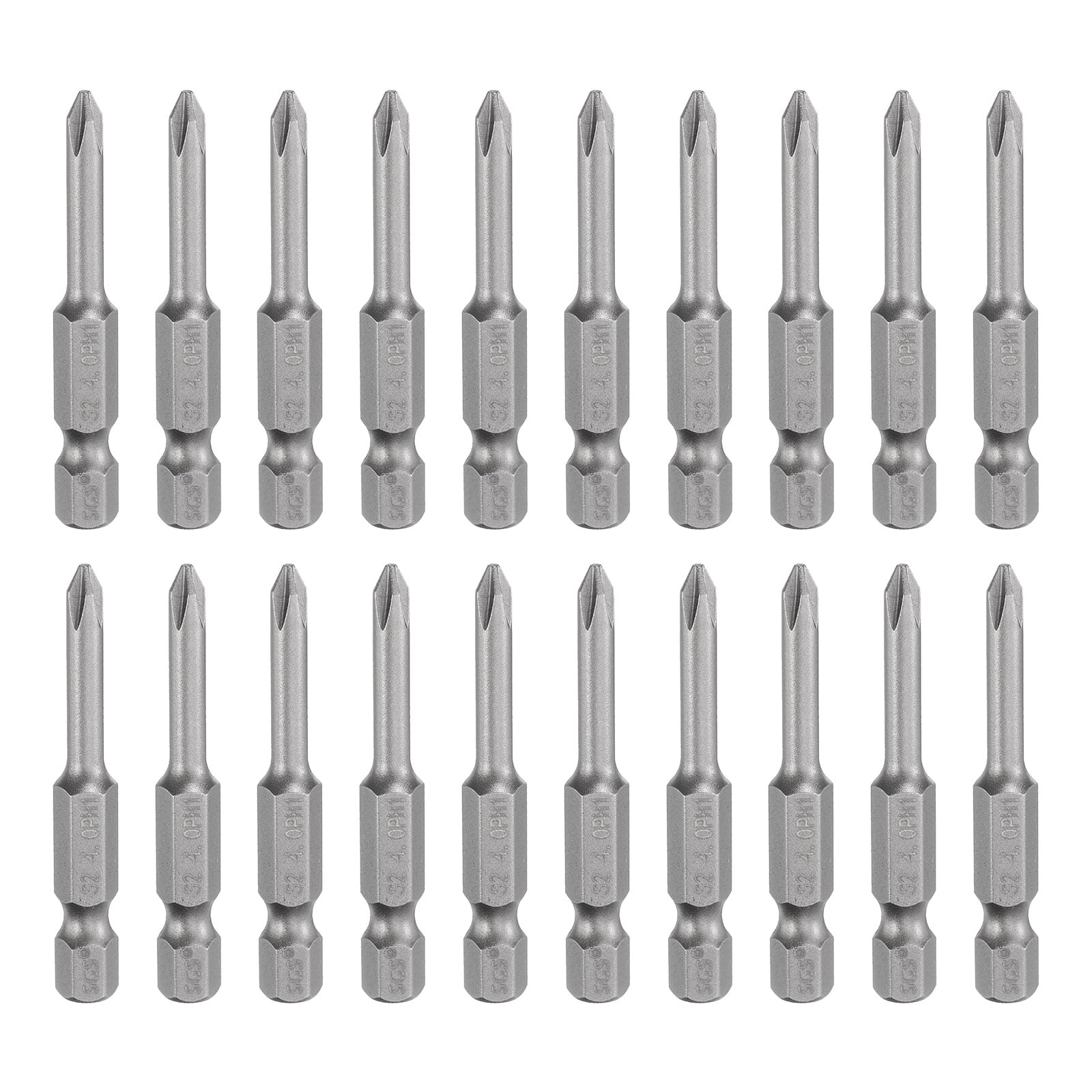 20pcs #1 Phillips Screwdriver Bit PH1 1/4" Hex Shank 2" (50mm) Long ...