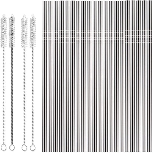 20pcs 10.5"Straws In Stainless Steel - 265mm Reusable Metal Straws Best ...