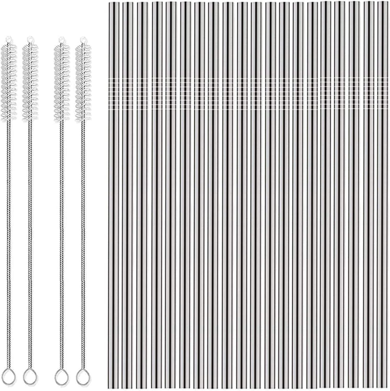 20pcs 10.5"Straws In Stainless Steel - 265mm Reusable Metal Straws Best ...