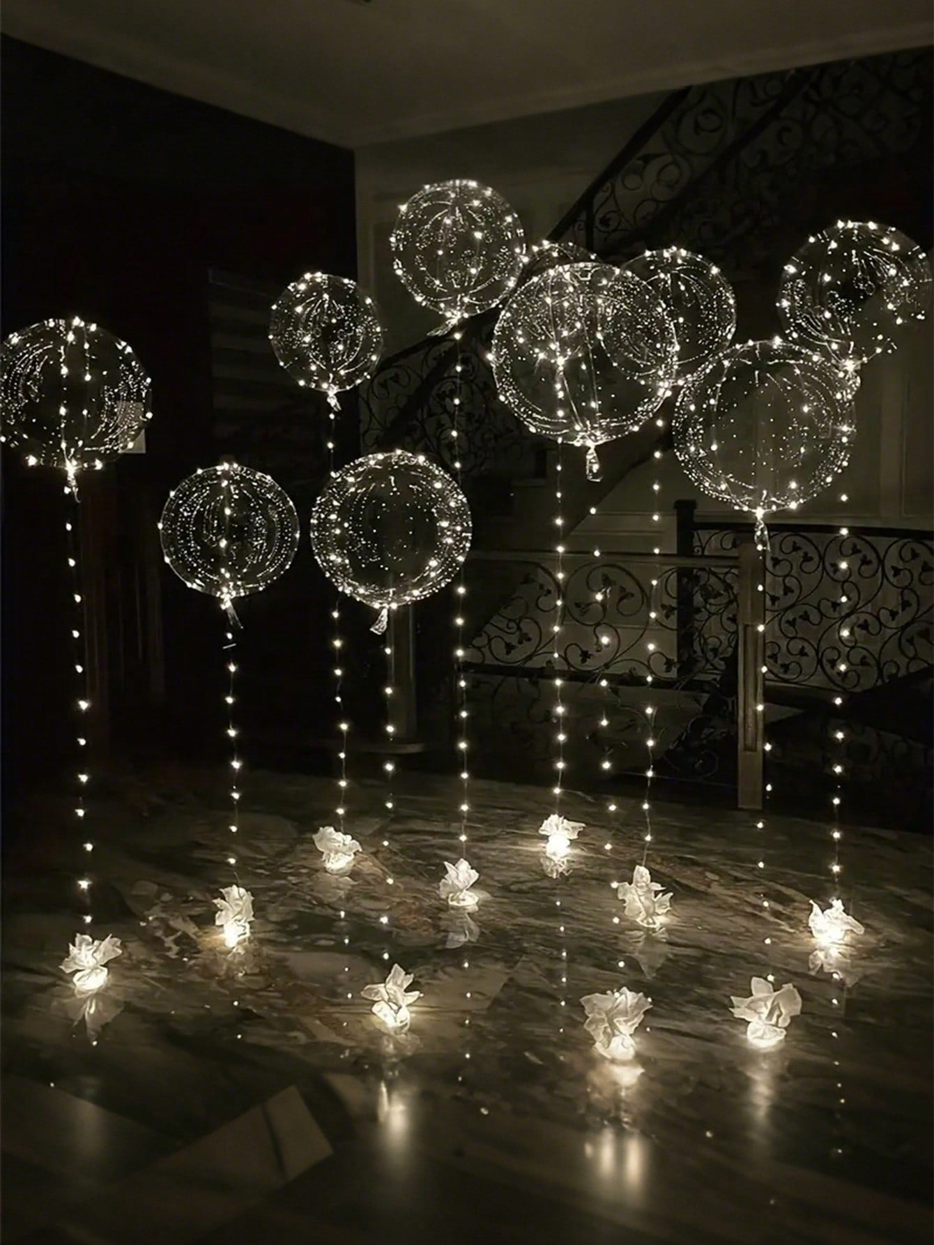 20pcs(10sets)-LED Balloon String Lights, Transparent Bobo Ball Design ...