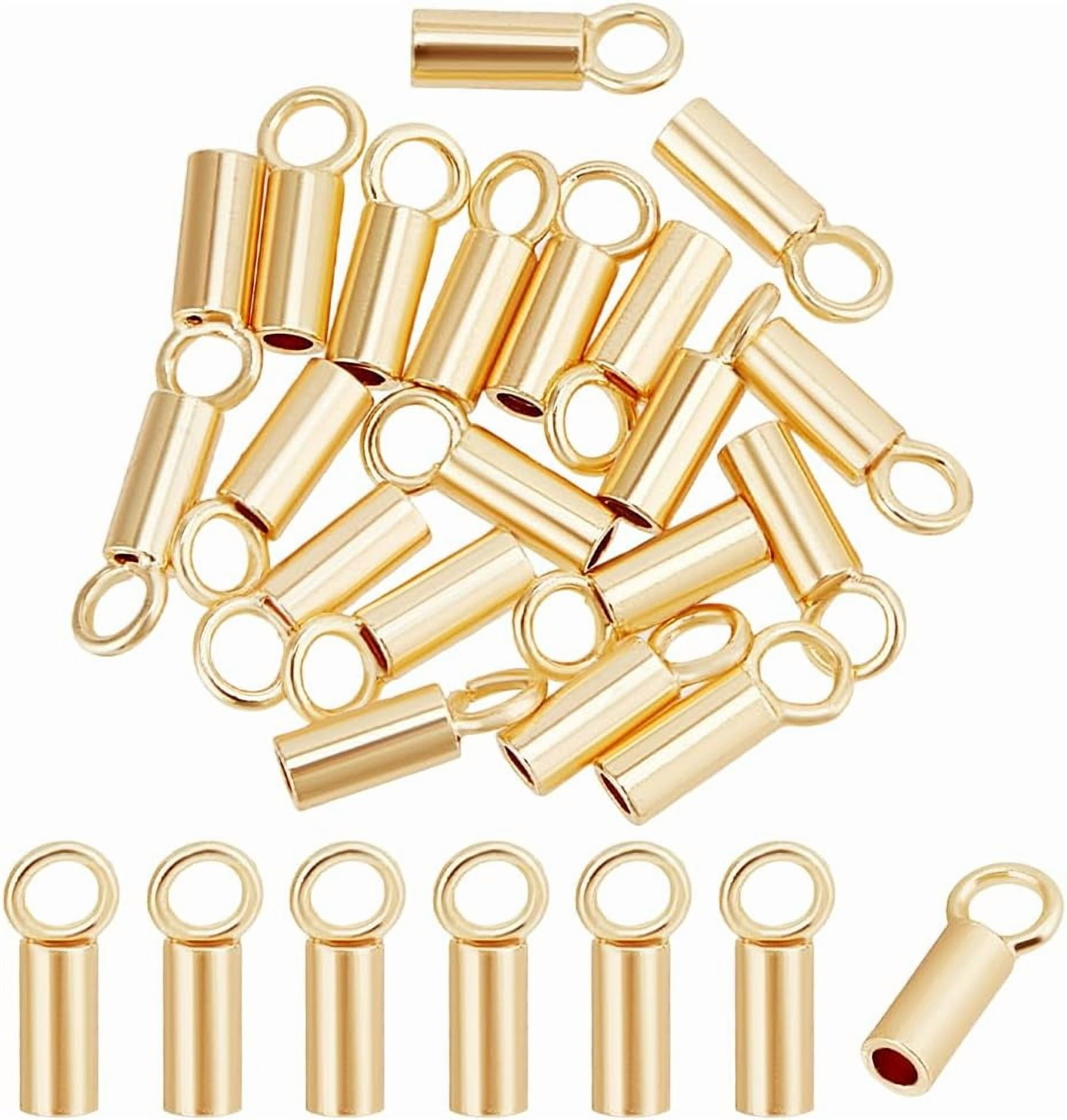 20pcs 14k Gold Plated Filled Crimp End Cap Brass Cord Ends Gold Jewelry ...