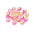 20pcs 14mm Pink/Yellow Dual-Color Ice-Cracked Round Flat Beads With ...