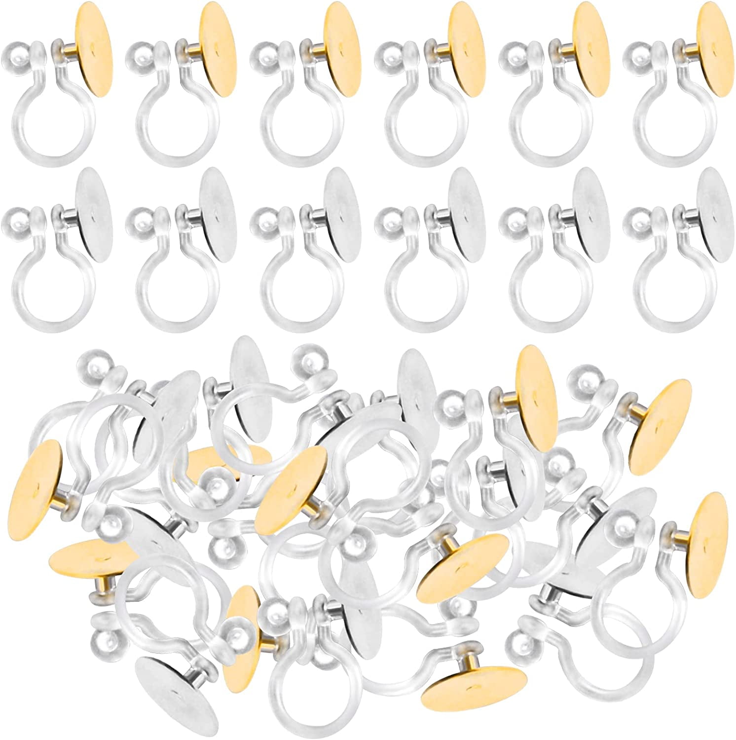 20pcs 2 Colors Invisible Clip-on Earring Converters Allergy-Free Brass ...