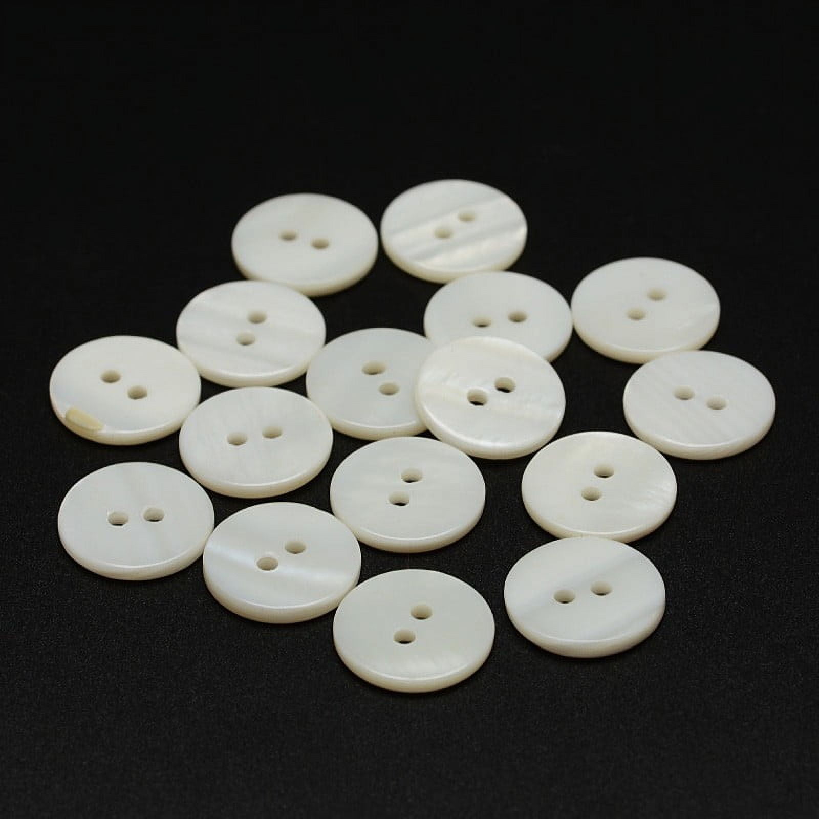 20pcs 2-Hole Shell Flat Round Buttons Seashell color 14x2mm Hole: 1.5mm ...