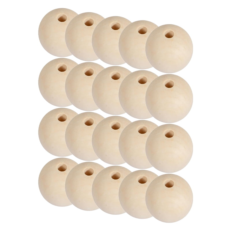 20pcs 2 Inch Wood Beads 50mm Diameter Natural Unfinished Round Wooden ...