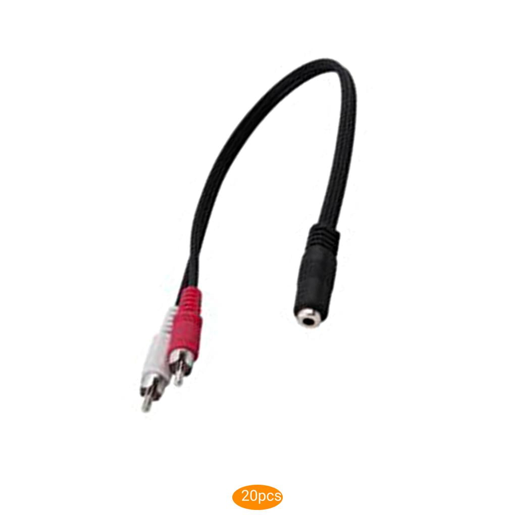 20pcs 2 RCA Male Plug 3.5mm Female Audio Headphone Socket Adapter Cable ...