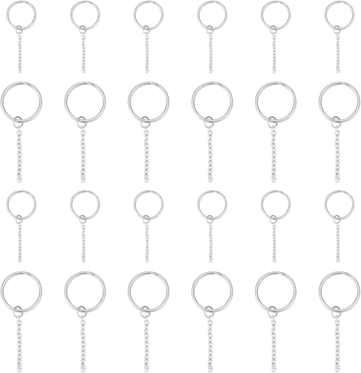 20pcs 2 Sizes 20mm/28mm Split Key Ring Clasps 304 Stainless Steel Key ...