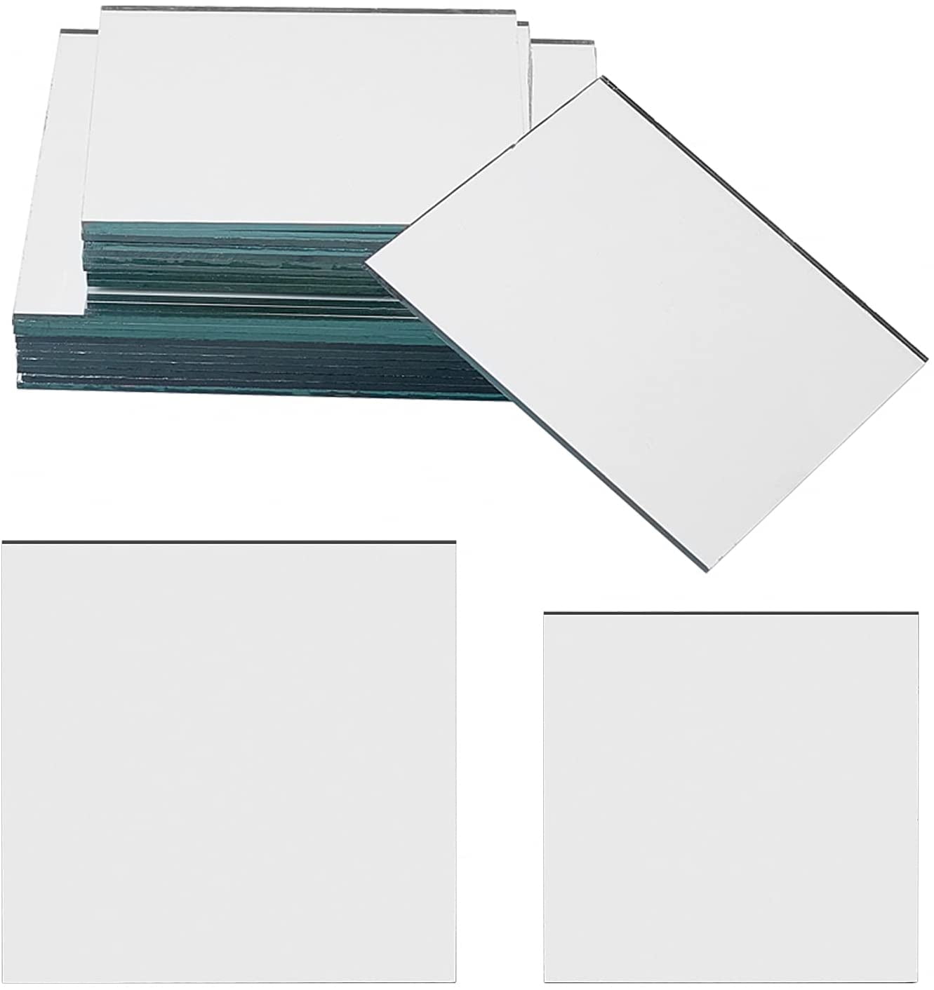 20pcs 2 Sizes Square Shape Glass Mirror Tiles Tiny Mirrors for Folding ...