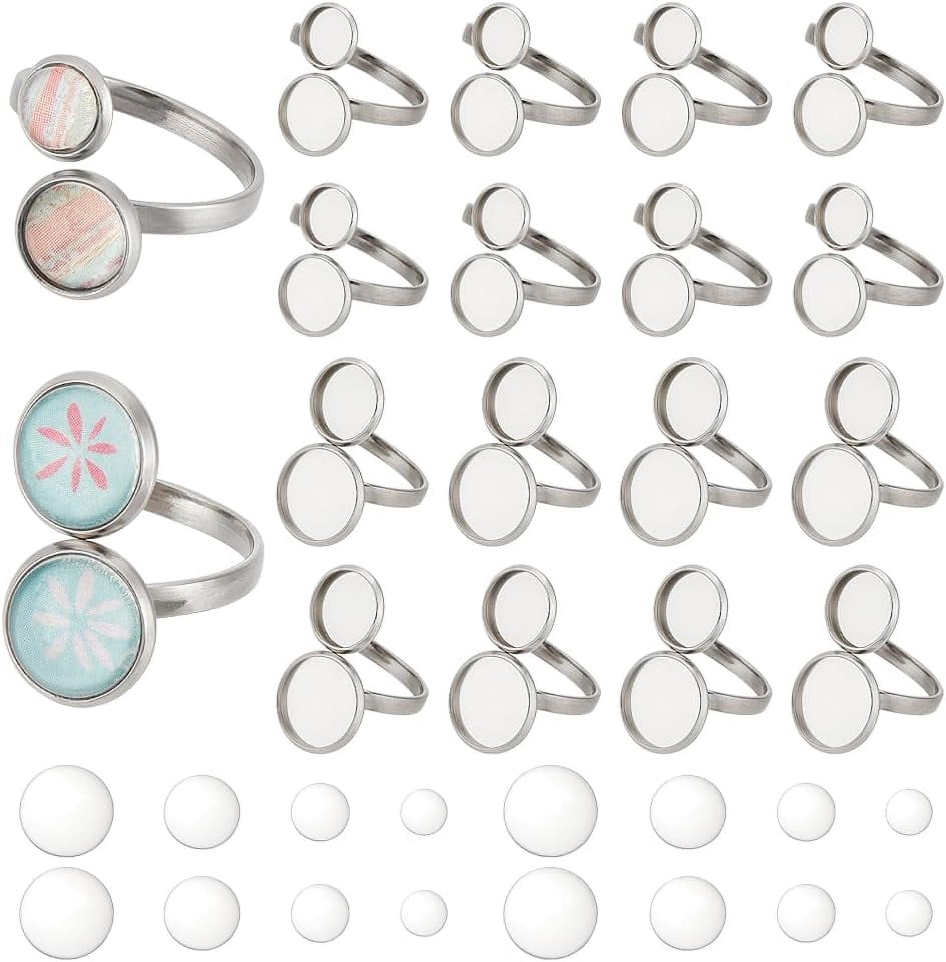 20pcs 2 Styles Finger Ring Blank Base Adjustable Flat Ring Base ...