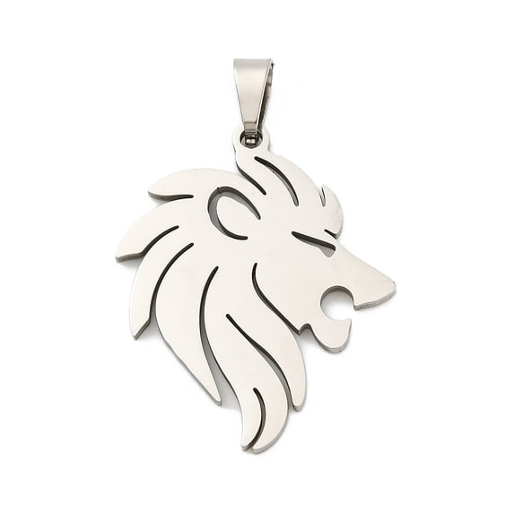 20pcs 201 Stainless Steel Pendants Laser Cut Lion Charms Stainless ...