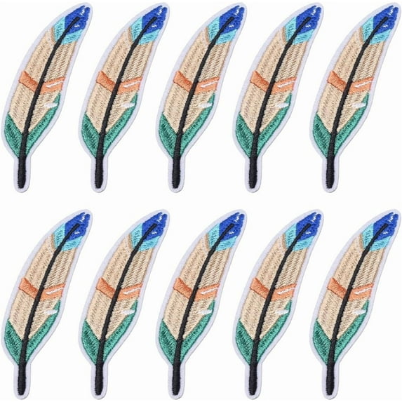 20pcs 20Pcs Colorful Embroidered Feathers Patches Indian Feathers Iron ...