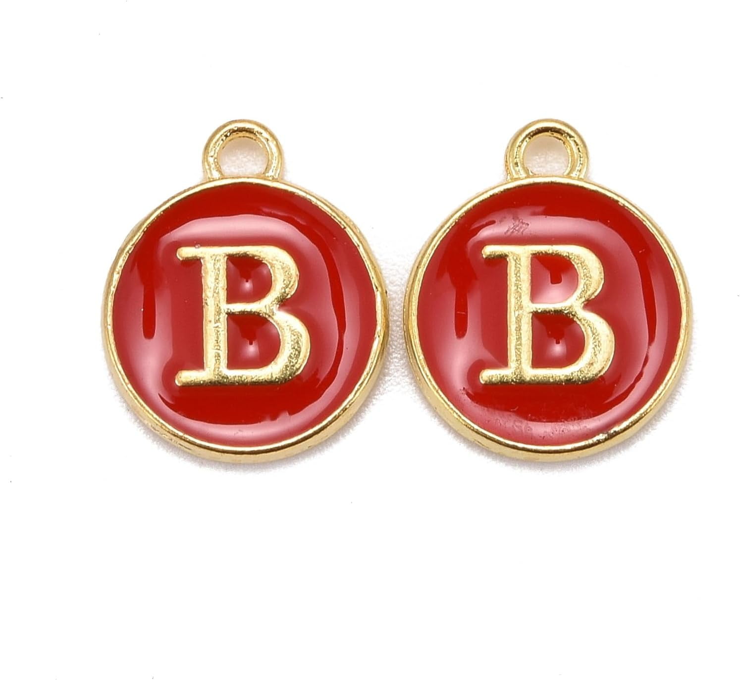 20pcs 20Pcs Golden Plated Letter.B Charms Flat Round Capital Letter ...