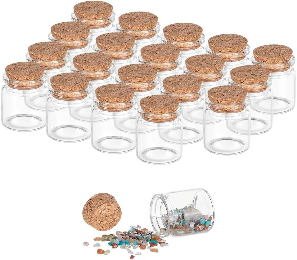 20pcs 20ml Glass Bottles with Cork Stoppers Mini Glass Bottles Small Decorative Bottle Tiny ...