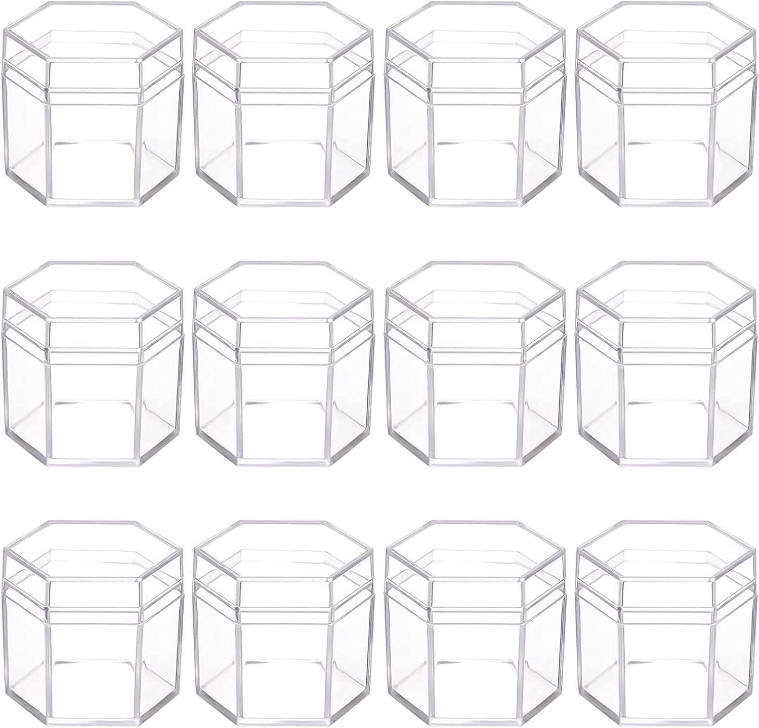 20pcs 21Pack Clear Acrylic Boxes Hexagon Small Plastic Bead Storage ...