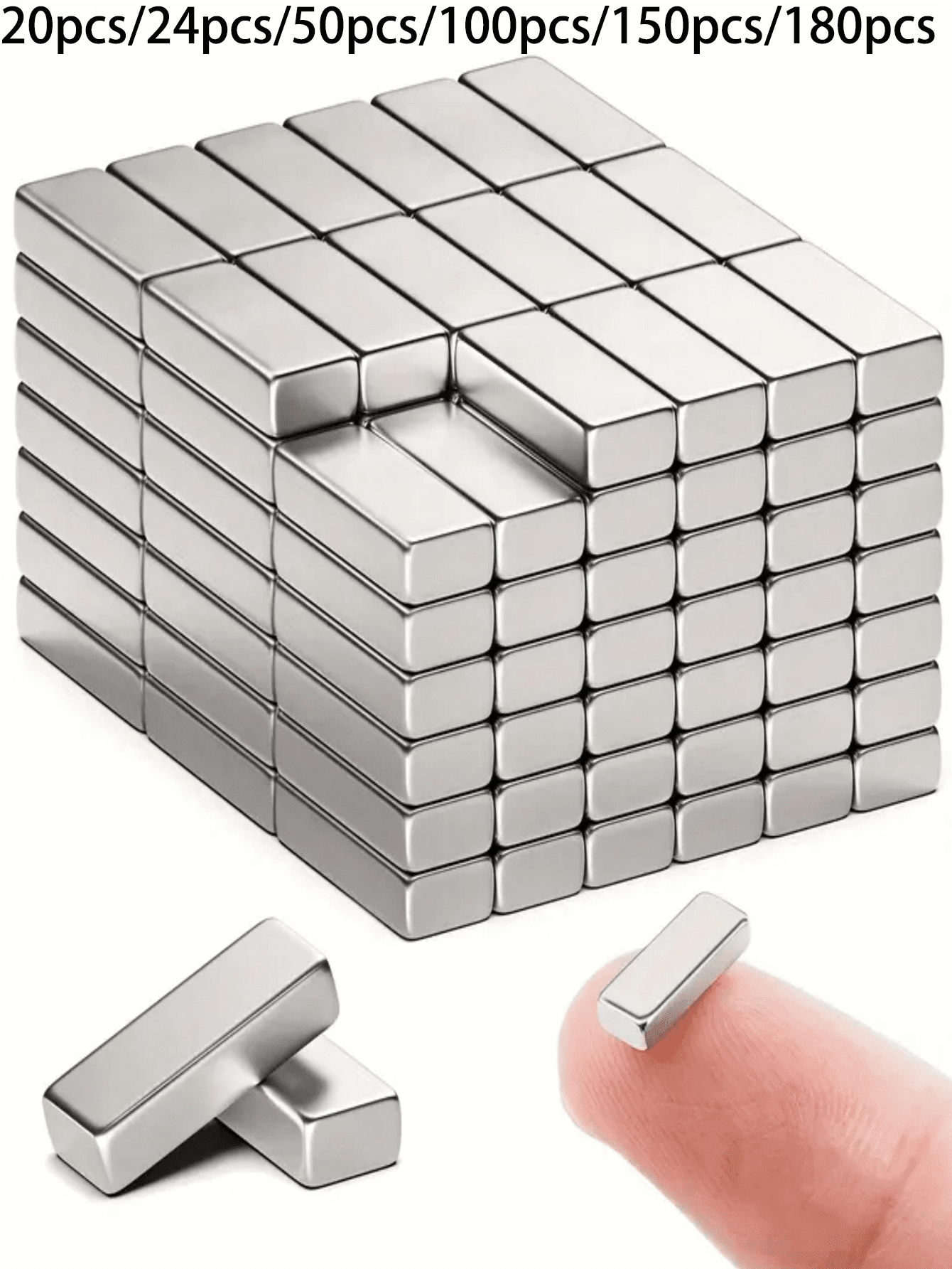 20pcs/24pcs/50pcs/100pcs/150pcs/180pcs Rectangular Neodymium Magnet ...
