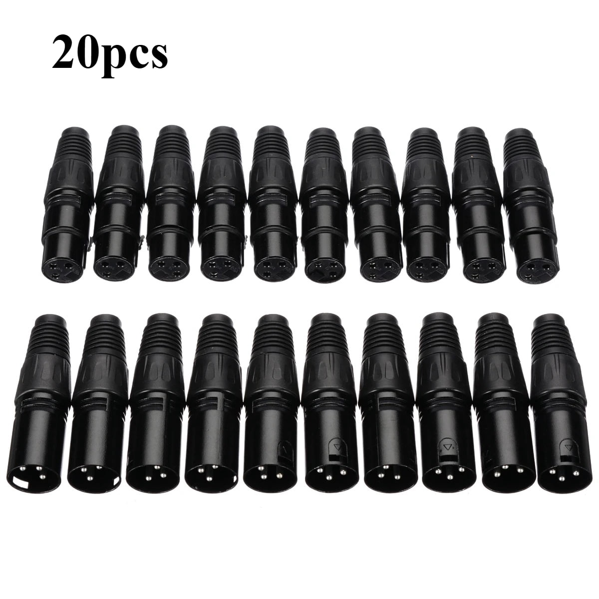 20pcs 3-Pin XLR Cable Connector Male & Female Plug Cable Connector ...